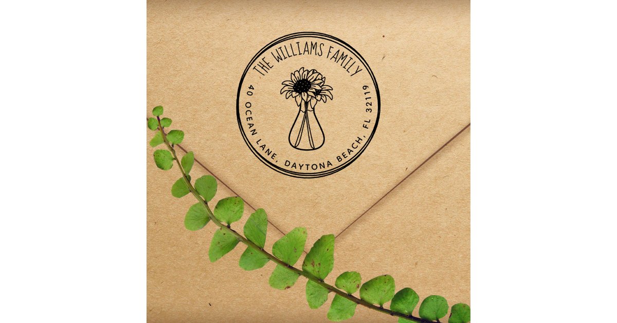 Rustic Sunflowers Handwritten Return Address Self-inking Stamp | Zazzle