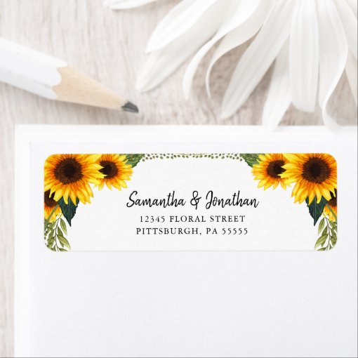 Rustic Sunflowers | Handwritten Style Label | Zazzle