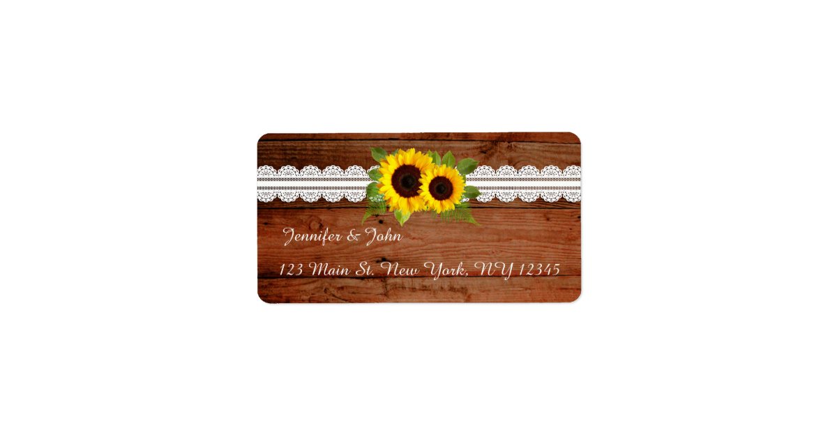 Rustic Sunflowers Lace Return Address Labels | Zazzle