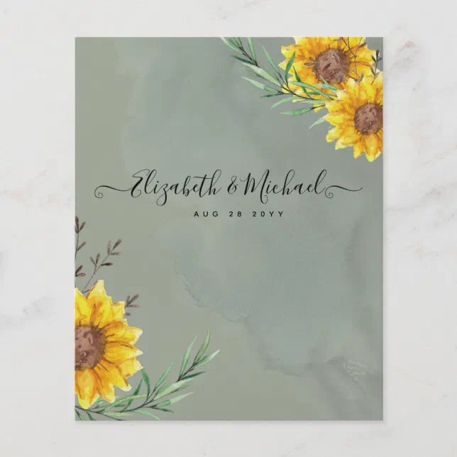 Rustic Sunflowers Newlyweds Gift Flyer | Zazzle