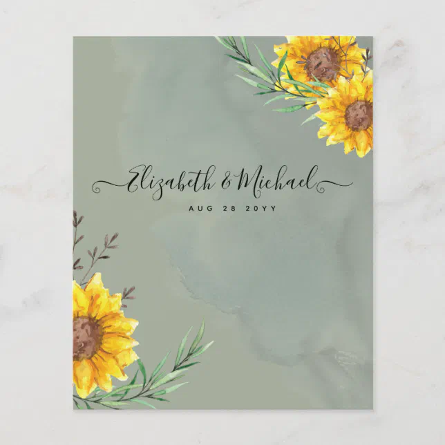 Rustic Sunflowers Newlyweds Gift Flyer | Zazzle