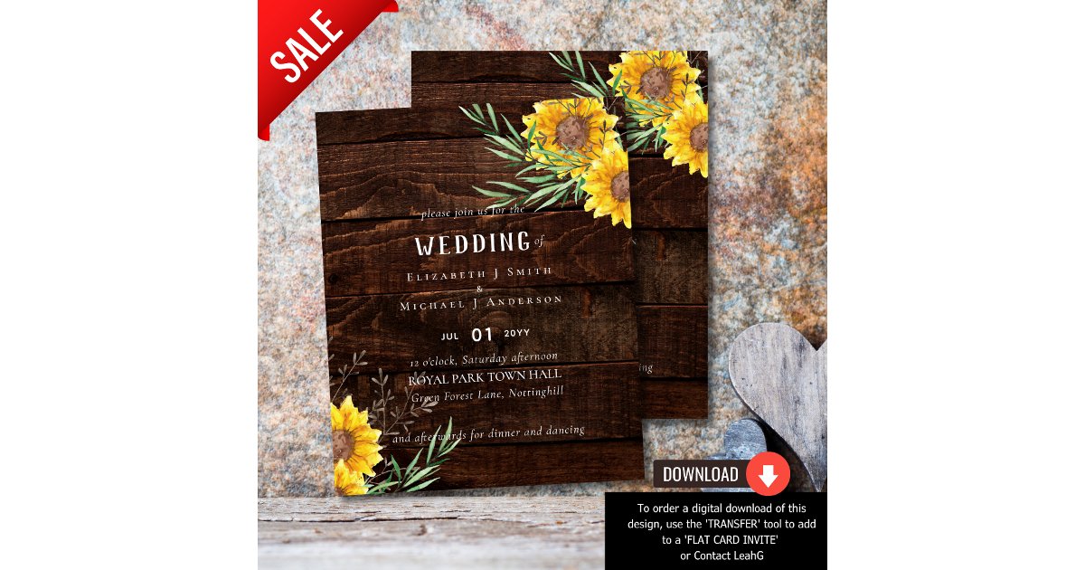 Rustic Sunflowers Olive Leaves Wedding Flyer | Zazzle