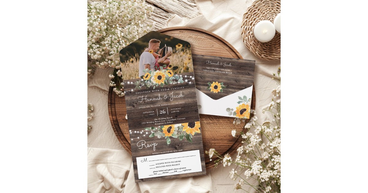 Rustic Sunflowers String Lights Eucalyptus Wedding All In One ...