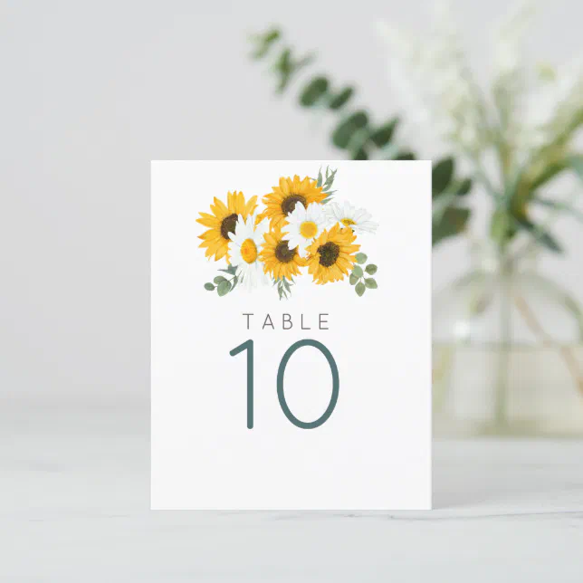 Rustic Sunflowers Table Number | Zazzle