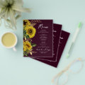 Rustic Sunflowers Wedding Menu Flyer | Zazzle