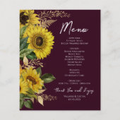 Rustic Sunflowers Wedding Menu Flyer | Zazzle