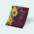 Rustic Sunflowers Wedding Menu Flyer | Zazzle