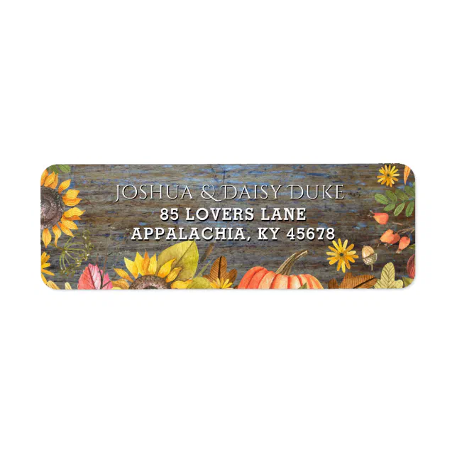 Rustic Sunflowers Wedding Wood Fall Monogrammed Label | Zazzle