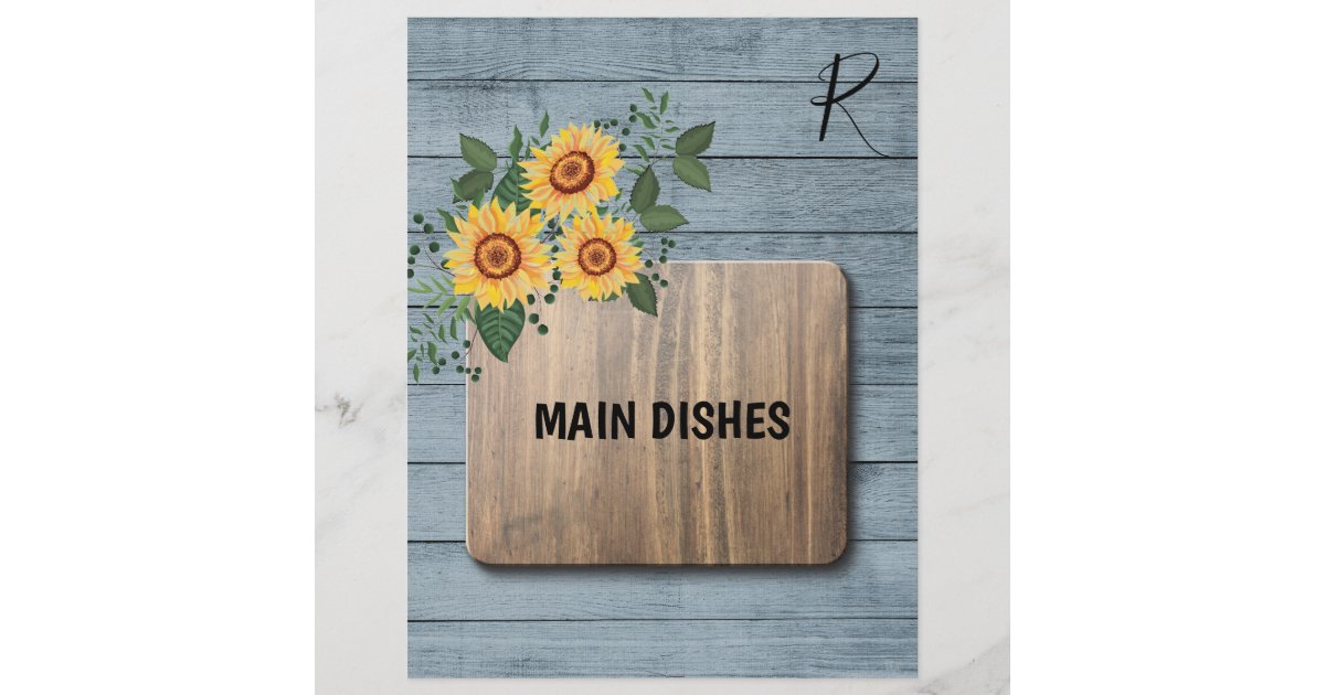 Rustic sunflowers wooden recipe organizer divider | Zazzle