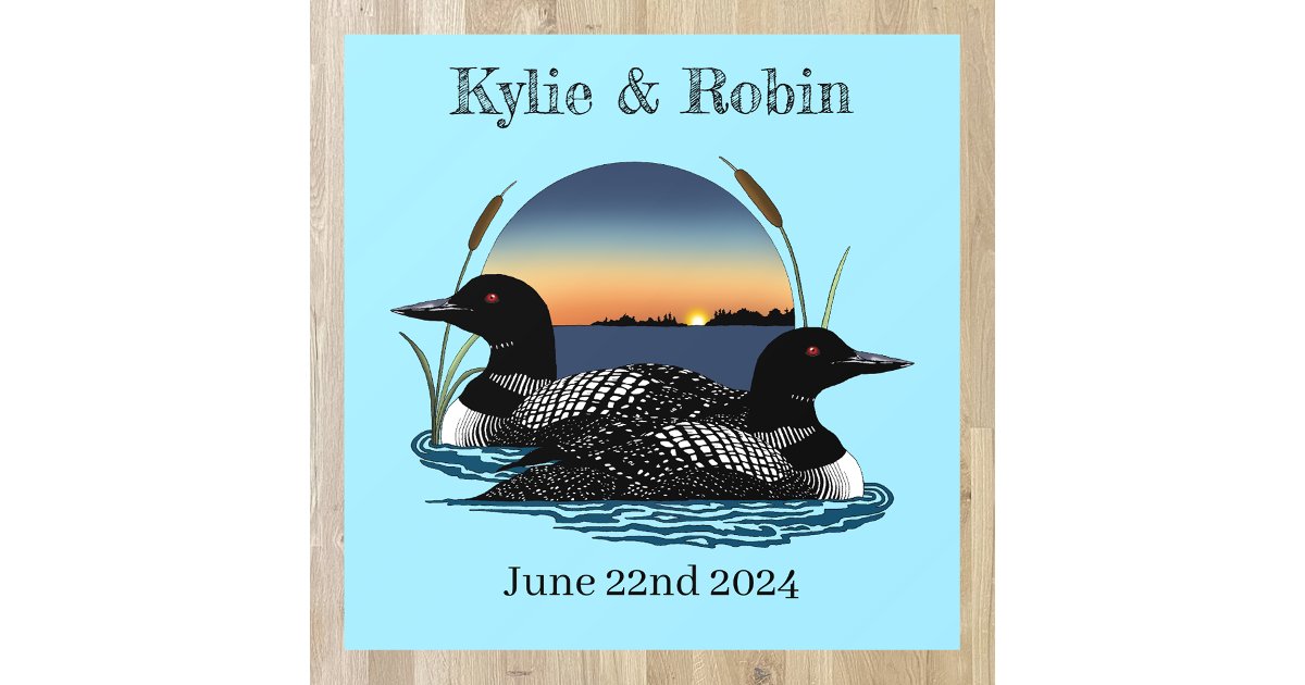 Rustic Sunset Vintage Loons Lake Wedding Floor Decals | Zazzle