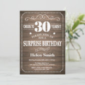 Rustic Surprise 30th Birthday Invitation | Zazzle