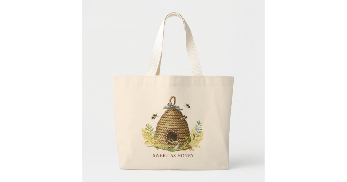 Rustic Sweet As Honey Bee Hive Large Tote Bag | Zazzle