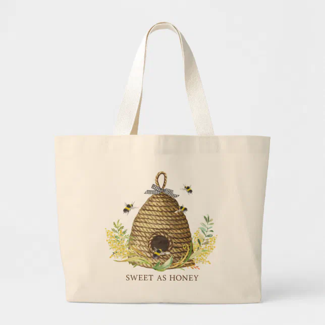 Rustic Sweet As Honey Bee Hive Large Tote Bag | Zazzle