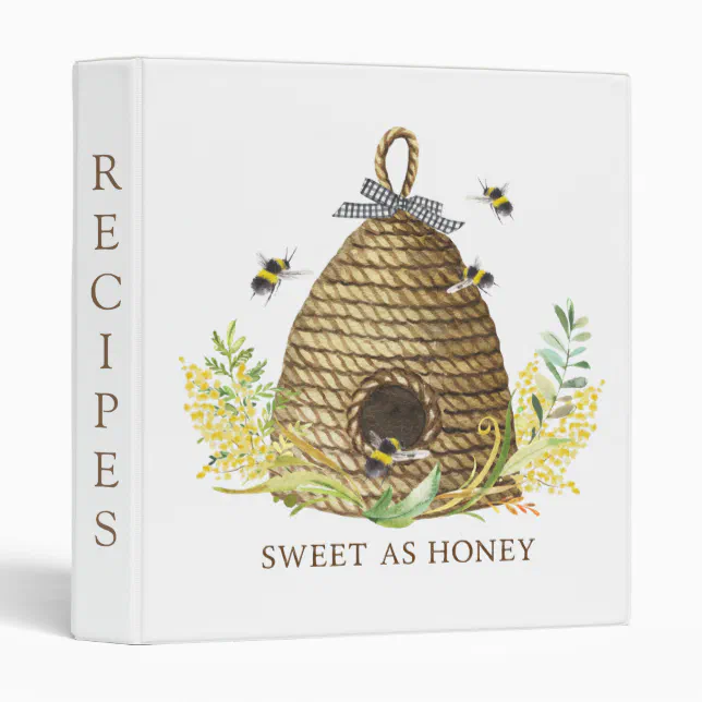 Rustic Sweet As Honey Bee Hive Recipe 3 Ring Binder | Zazzle