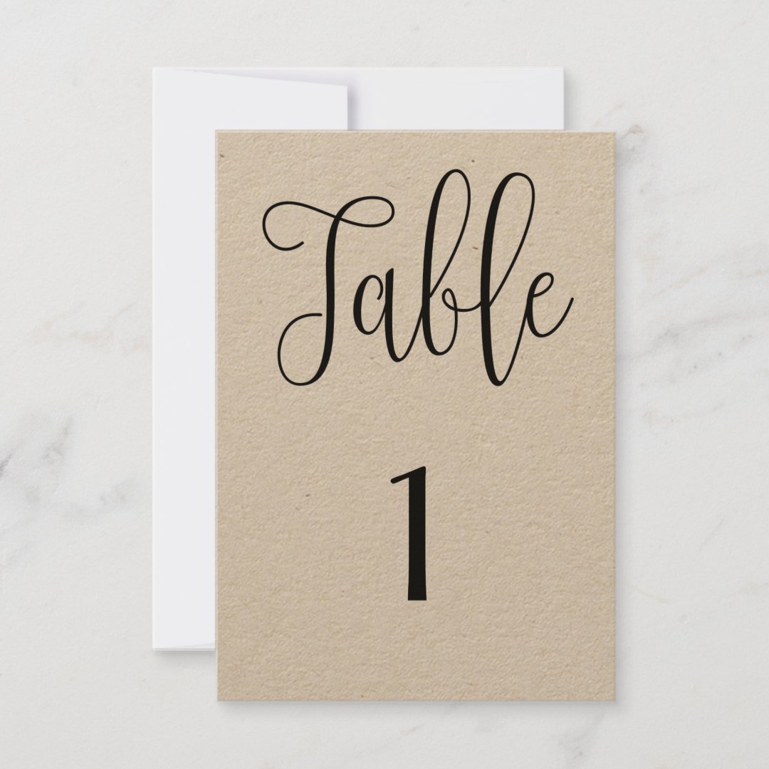 Rustic table number kraft. Modern country wedding | Zazzle