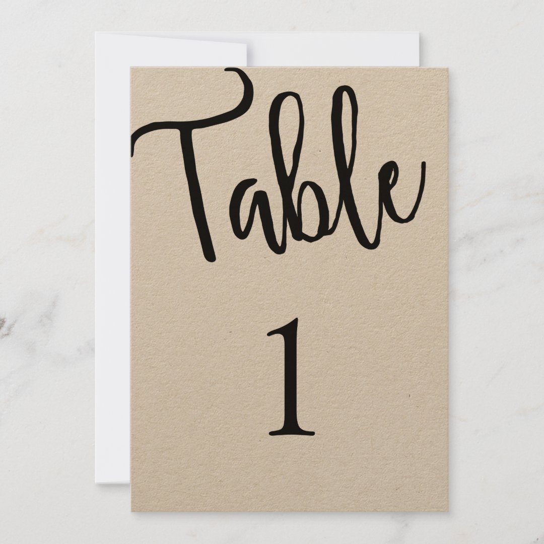 Rustic table number modern. Kraft wedding. Simple | Zazzle