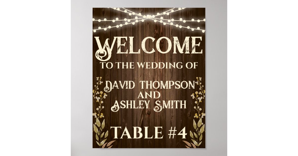 Rustic Table Number Poster | Zazzle