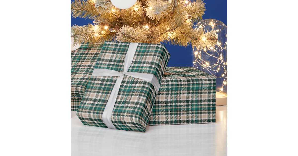 Rustic Tan and Green Plaid Wrapping Paper | Zazzle
