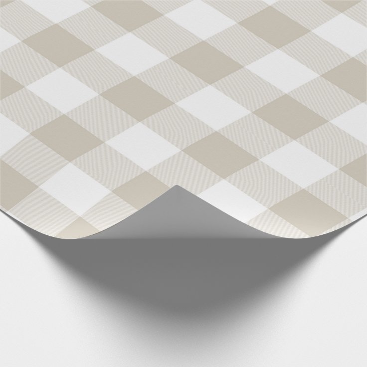 Rustic Tan and White Buffalo Check Pattern Wrapping Paper | Zazzle