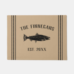 Rustic Tan Fish Personalized Doormat | Zazzle