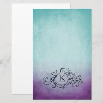 Rustic Teal and Purple Bohemian Flourish Stationery | Zazzle