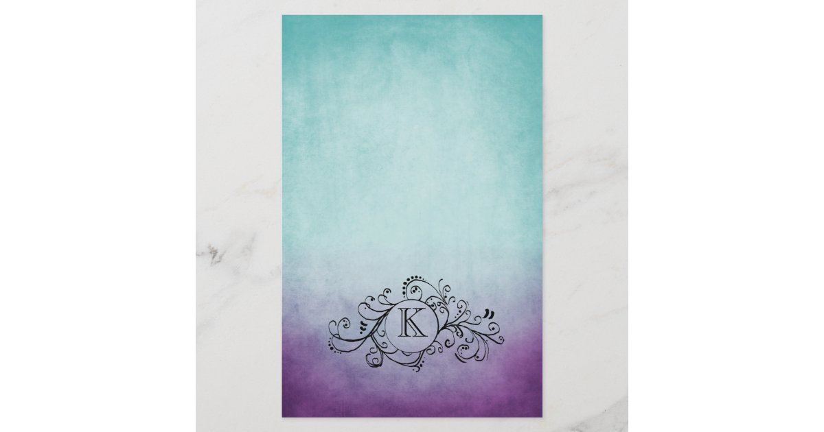 Rustic Teal and Purple Bohemian Flourish Stationery | Zazzle