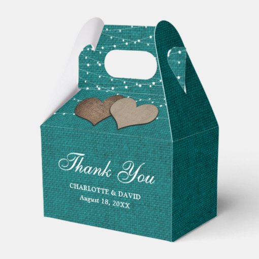 Rustic Teal Burlap Wedding Favor Box | Zazzle