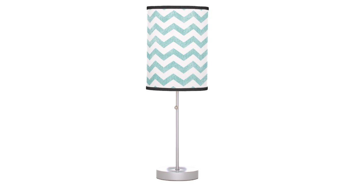 Rustic Teal Chevron Pattern Table Lamp | Zazzle