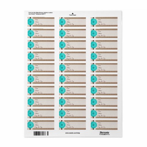 Rustic Teal Gerber Daisy Return Address Labels | Zazzle