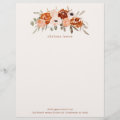 Rustic Terracotta Boho Flowers on Blush Letterhead | Zazzle