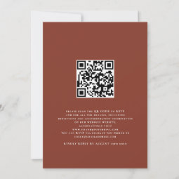 Rustic Terracotta Florals QR Code Wedding Invitation | Zazzle