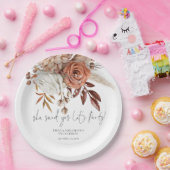 Rustic Terracotta Florals She Said Yes Engagement Paper Plates | Zazzle