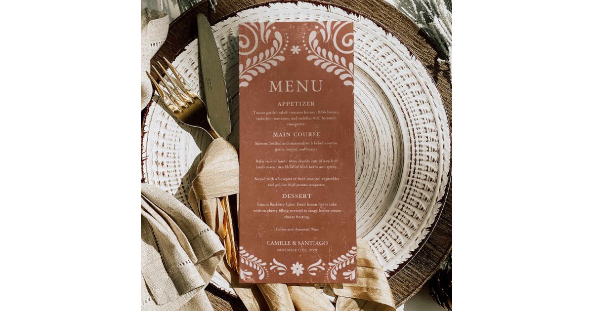 Rustic Terracotta Mexico Menu Card | Zazzle