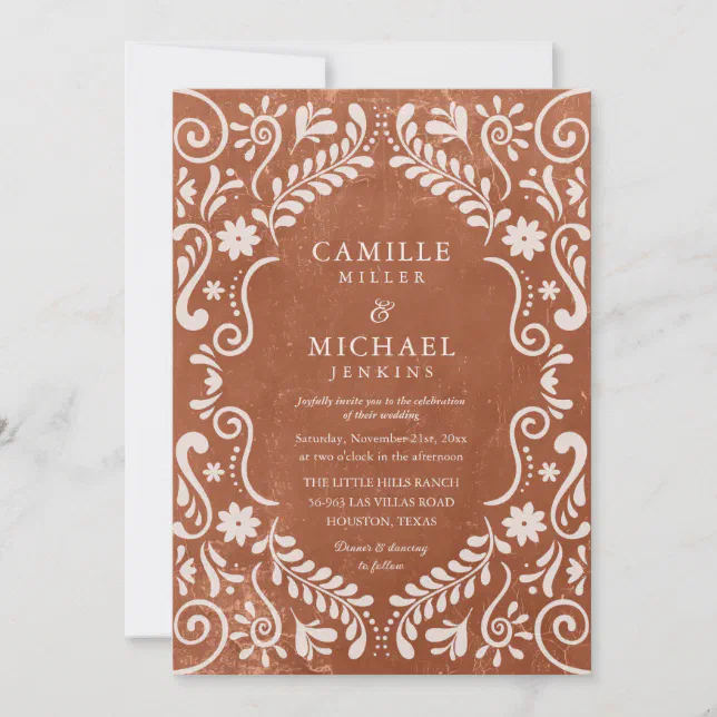 Rustic Terracotta Talavera Mexican Wedding Invitation | Zazzle