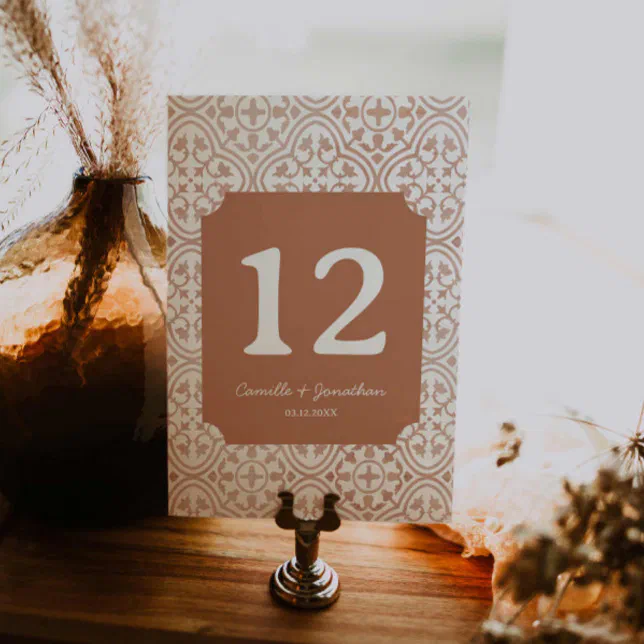 Rustic Terracotta Wedding Table Card | Zazzle