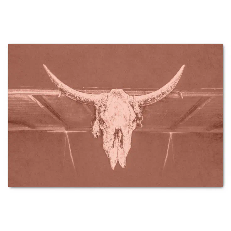 Rustic Terracotta Western Bull Cow Skull Tissue Paper | Zazzle