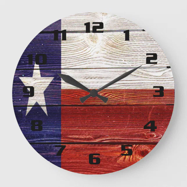 Rustic Texas Flag Large Clock | Zazzle