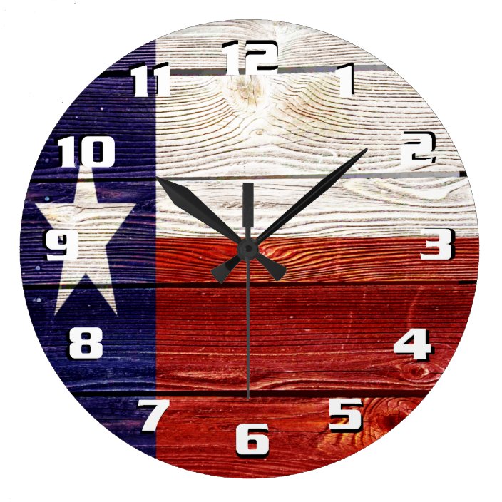 Rustic Texas Flag on wood texture printed Large Clock | Zazzle.com