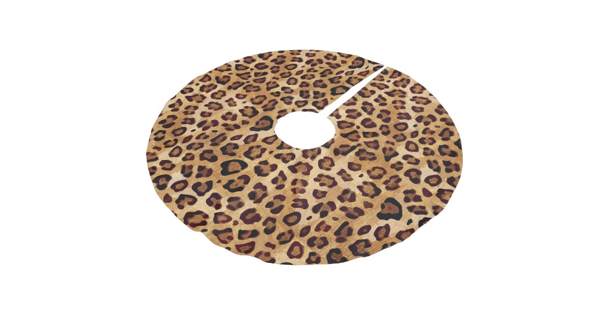 Rustic Texture Leopard Print Brushed Polyester Tree Skirt | Zazzle