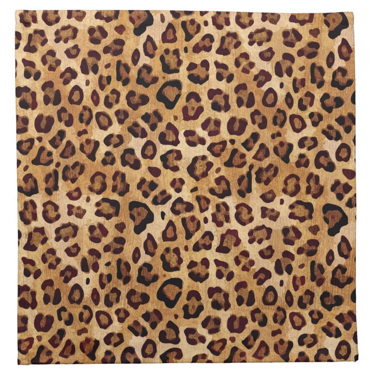 Rustic Texture Leopard Print Cloth Napkin | Zazzle