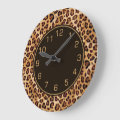 Rustic Texture Leopard Print Large Clock | Zazzle