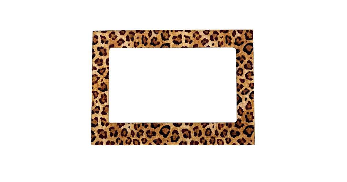 Rustic Texture Leopard Print Magnetic Frame | Zazzle