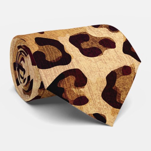 Rustic Texture Leopard Print Neck Tie | Zazzle