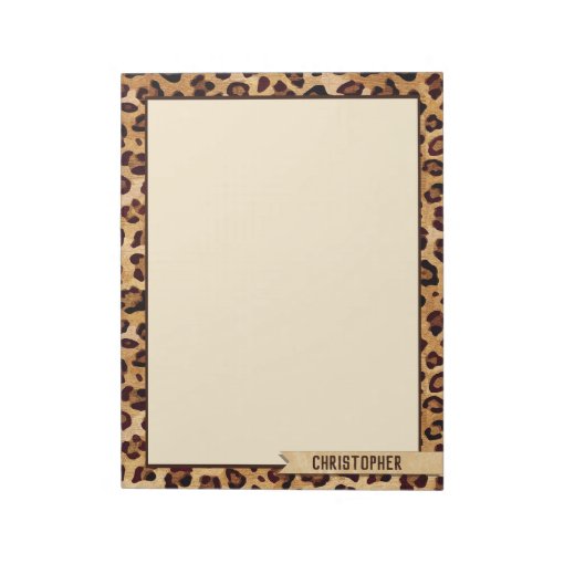 Rustic Texture Leopard Print Personalized Notepad | Zazzle
