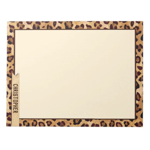 Rustic Texture Leopard Print Personalized Notepad | Zazzle