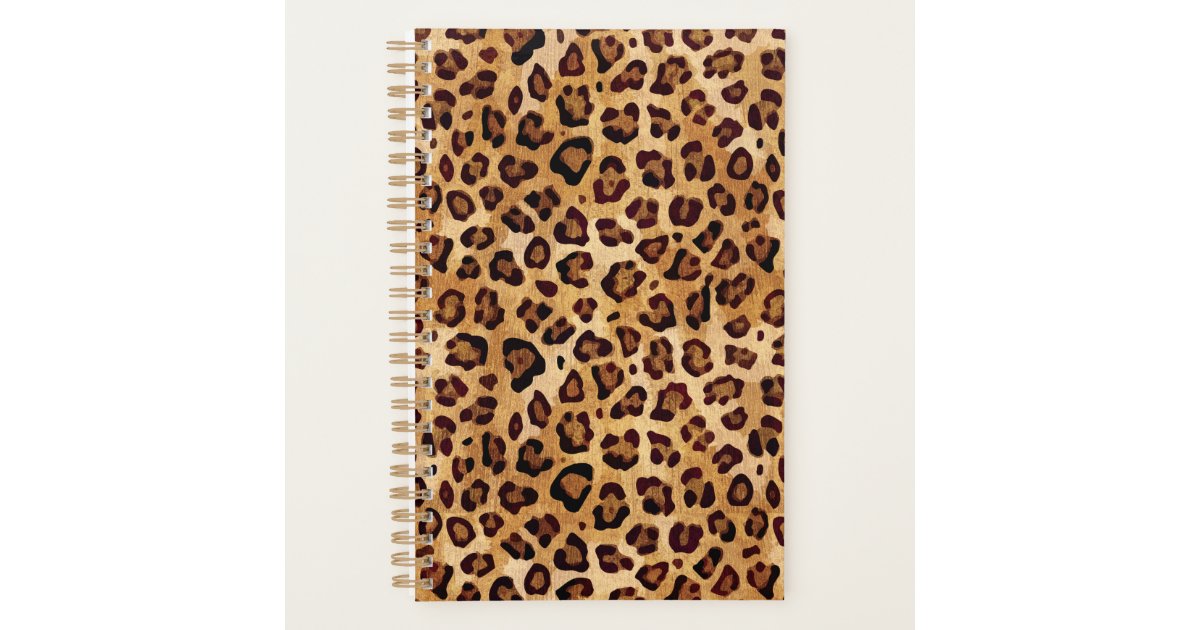 Rustic Texture Leopard Print Planner | Zazzle