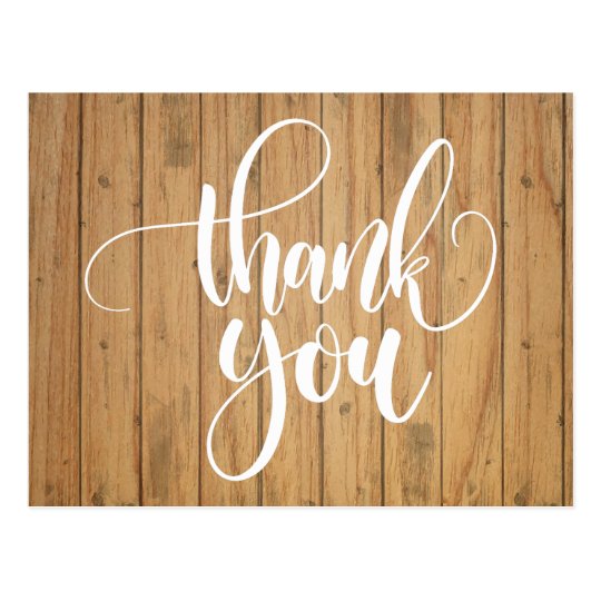 Rustic Thank You Brown Country Wood Wedding Party Postcard | Zazzle.com