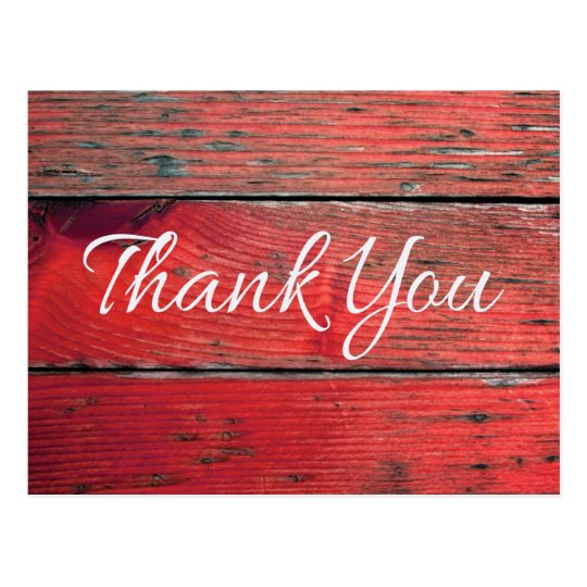 Rustic Thank You Distressed Red Wood Postcard | Zazzle.com