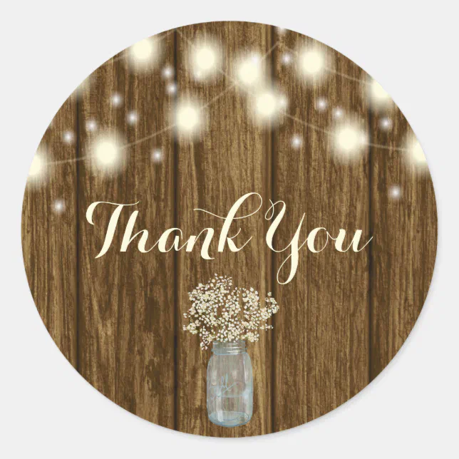 Rustic Thank You Sticker, Thank You Tag, Rustic Classic Round Sticker ...