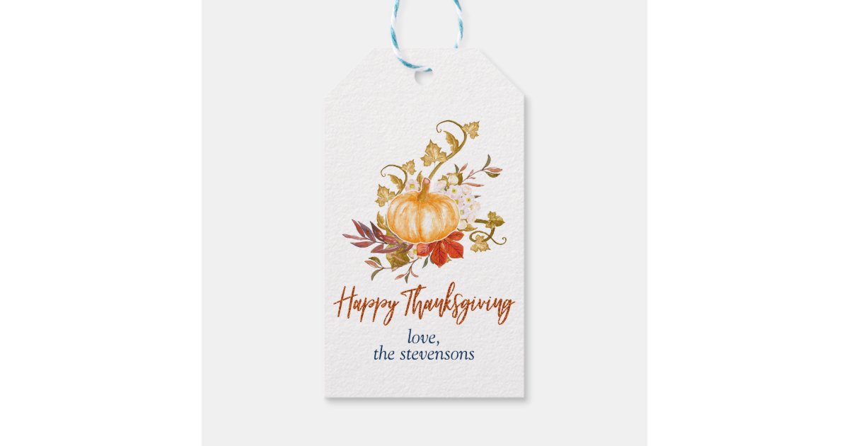 Rustic Thanksgiving Autumn Pumpkin Patch Gourds Gift Tags | Zazzle
